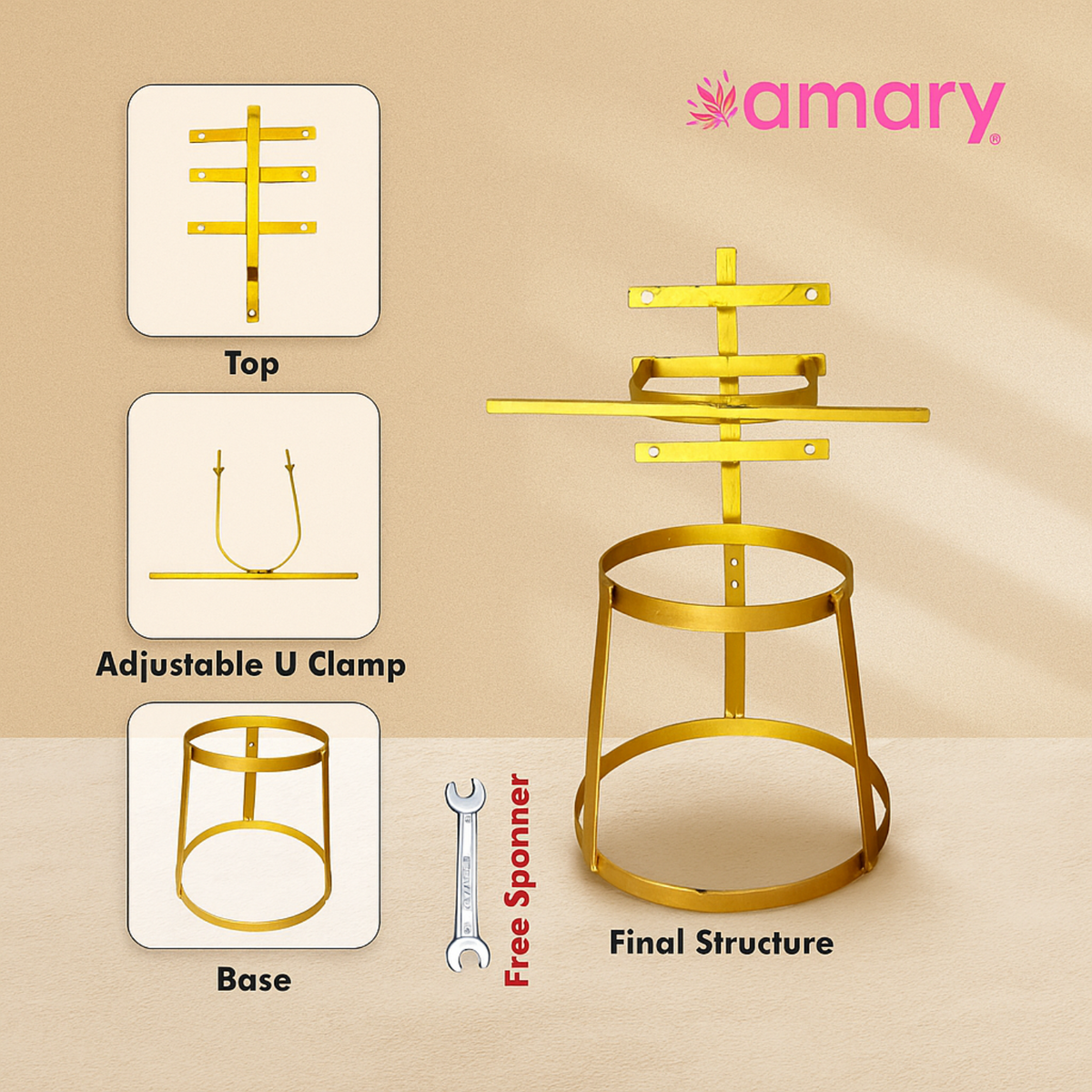 Amary Lakshmi Pooja Stand Kalash Stand For Saree Decoration 3 Step
